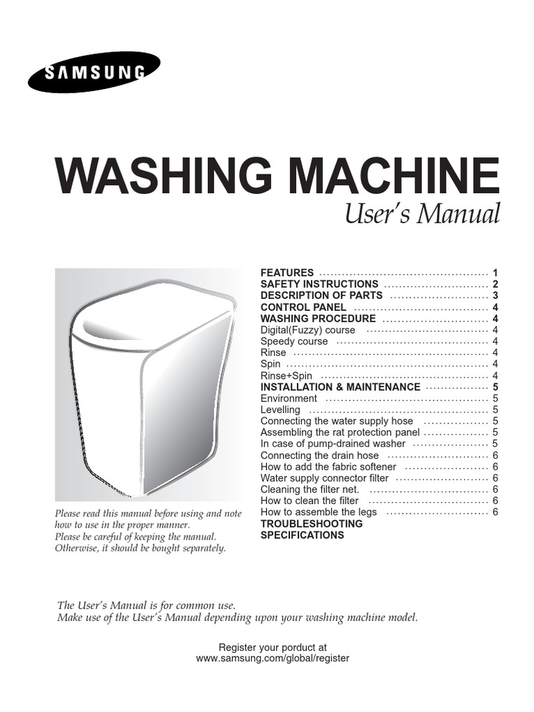 Washing Machine: User's Manual | PDF | Washing Machine | Manufactured Goods