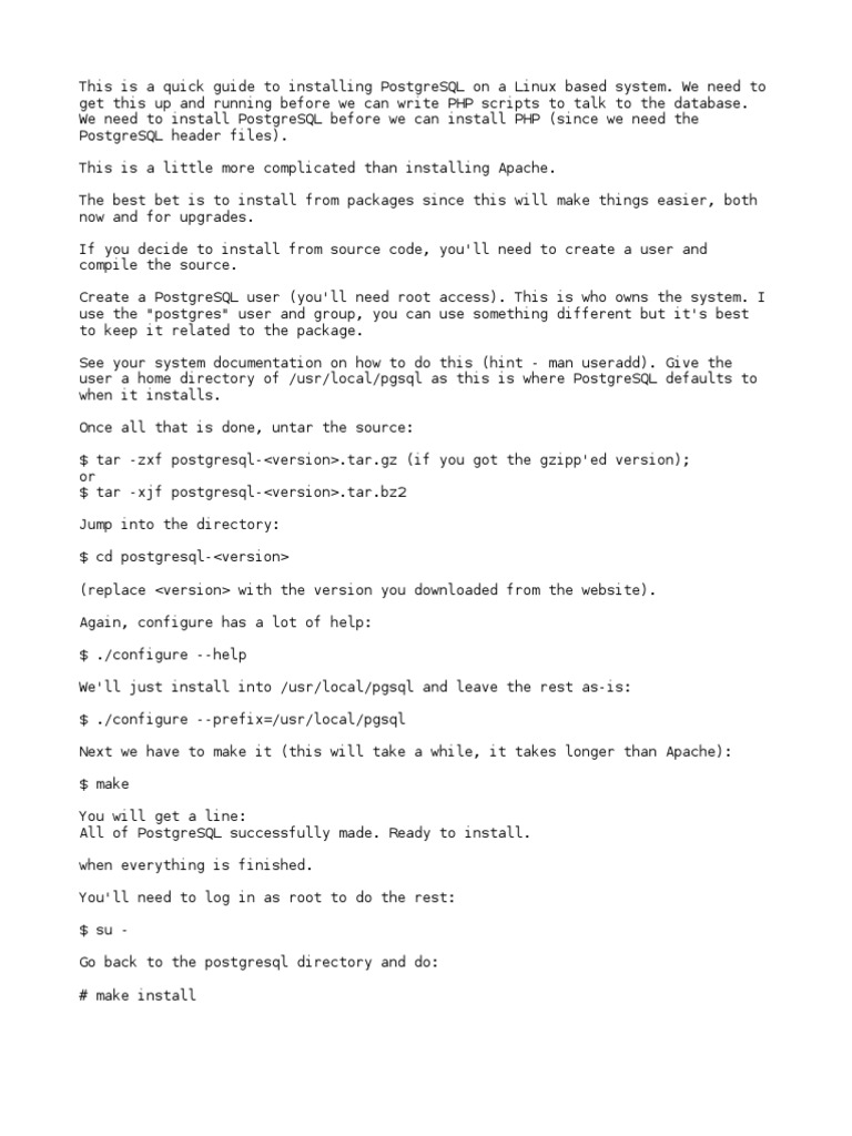 Postgresql Database Configuration Pdf Postgre Sql Databases