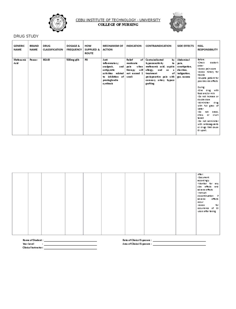 Mefenamic Acid Drug Study | PDF | Nonsteroidal Anti Inflammatory Drug ...