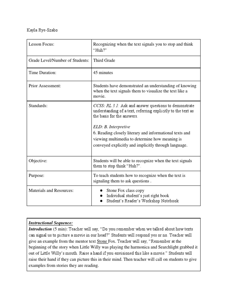 CCSS: RL.3.1: Ask and Answer Questions To Demonstrate | PDF | Books ...