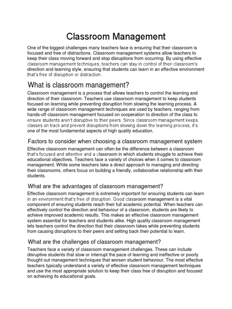 What Is Classroom Management? | PDF | Classroom Management | Classroom