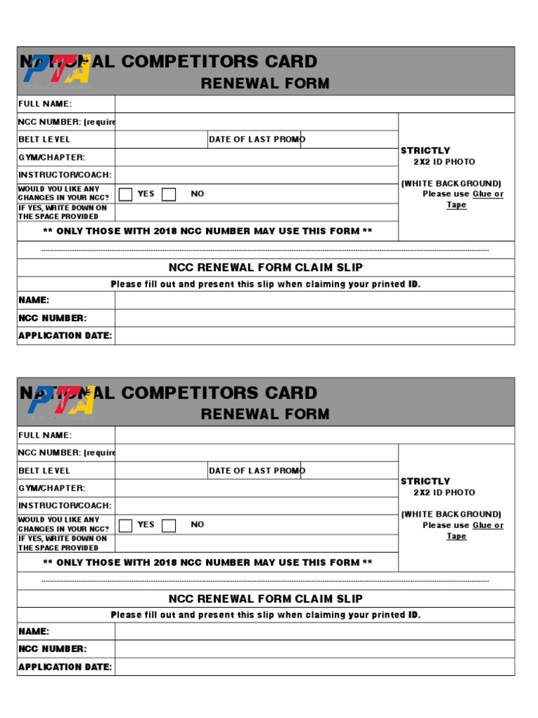 NCC Application Renewal Form | PDF | Document | Government And Personhood