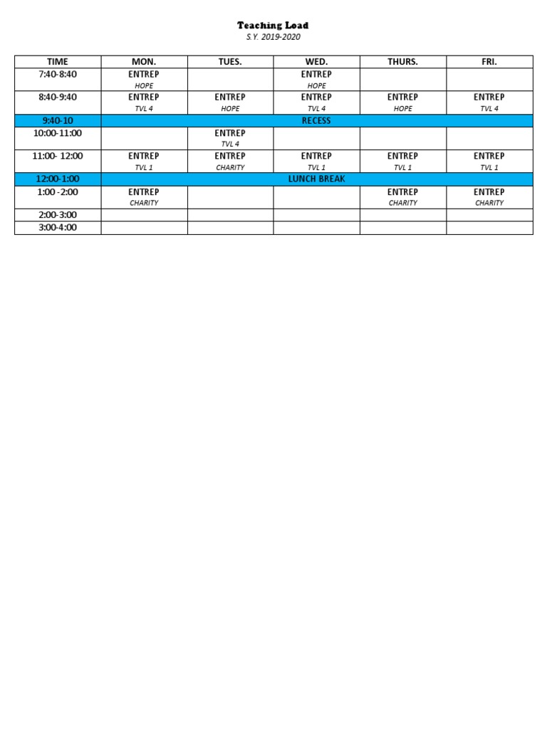Teaching Load 2ND QUARTER | PDF