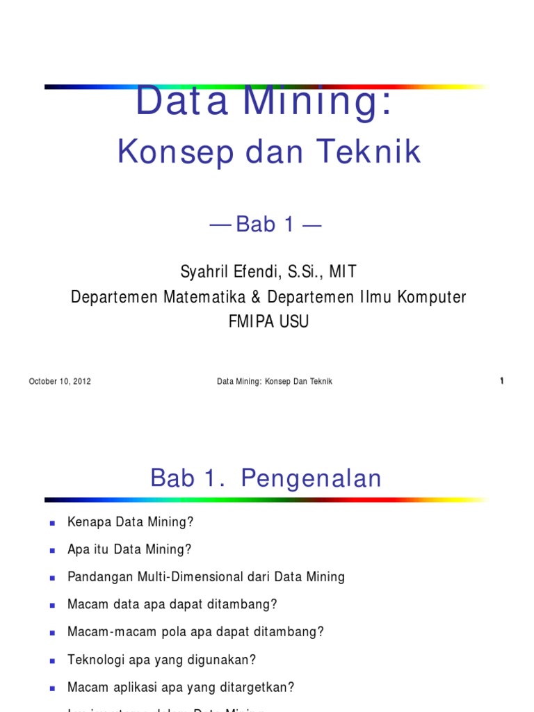 Bab 1 - Datamining Konsep Dan Teknik PDF | PDF