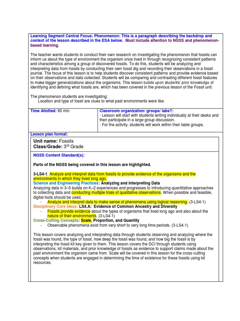 Science Lesson Plan Template-Boxes 3 | PDF | Data | Paleontology