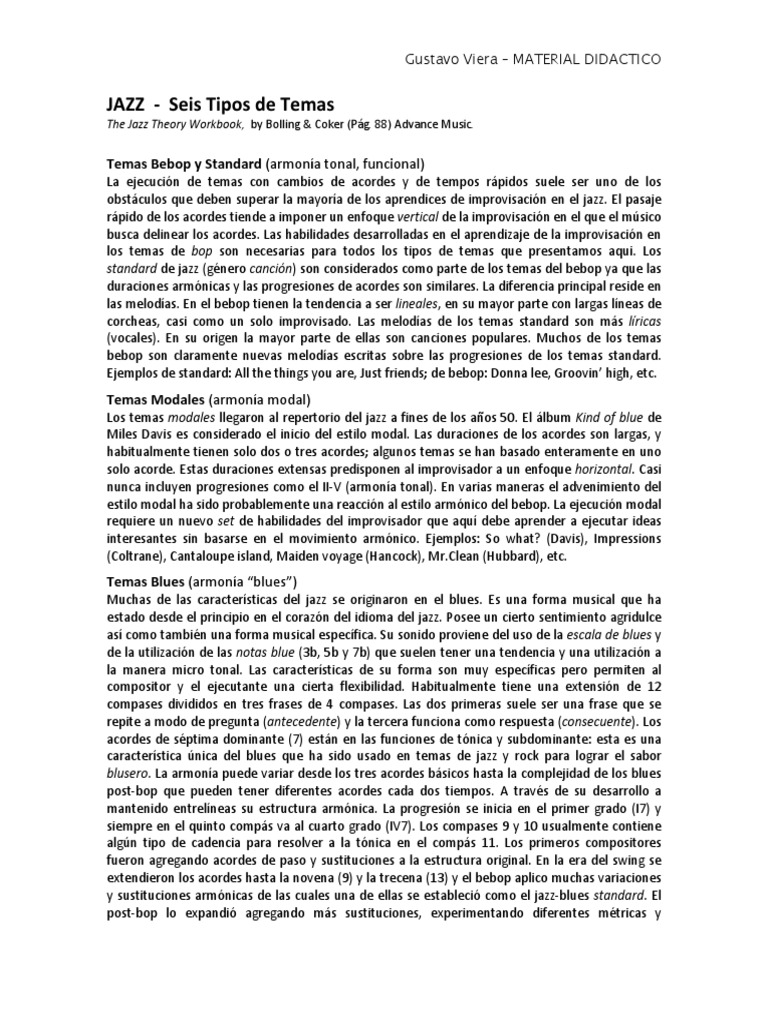 JAZZ - Seis Tipos de Temas | PDF | Blues | Armonía