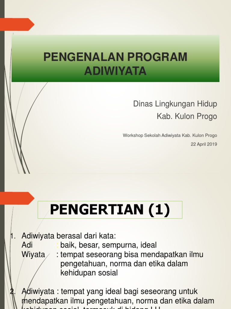 Materi Workshop Adiwiyata DLH 22 April 2019 | PDF | Karier & Perkembangan