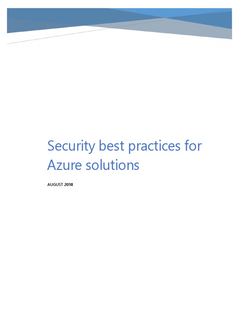 Microsoft - Security Best Practices For Azure Solutions-Microsoft (2018 ...