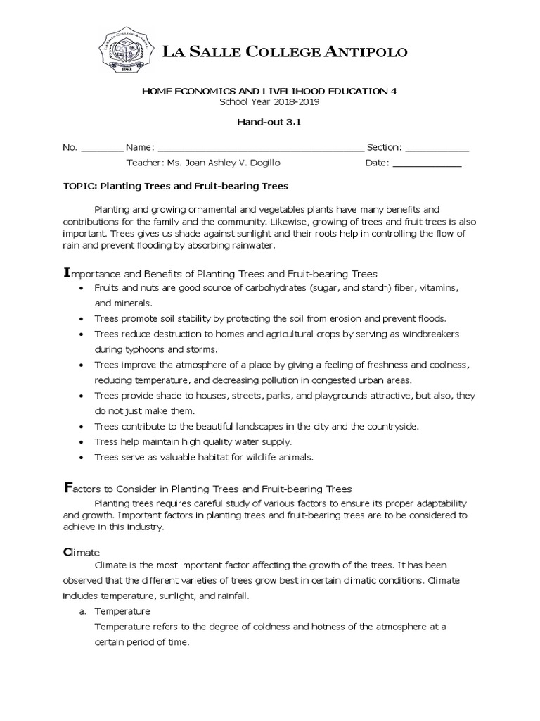 HELE 4 Handout 3.1 | PDF | Trees | Soil