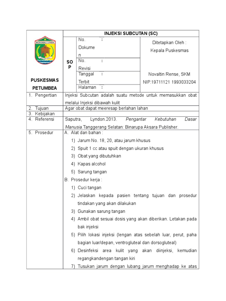SOP Penyuntikan Subcutan | PDF