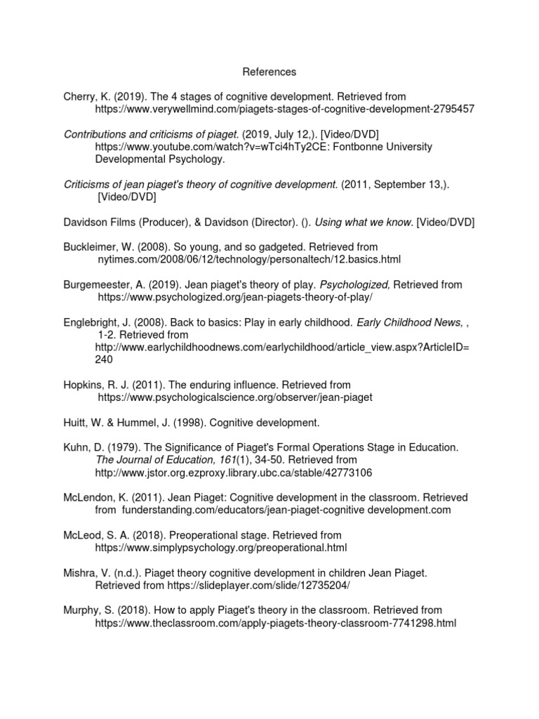 References | PDF | Cognitive Development | Applied Psychology