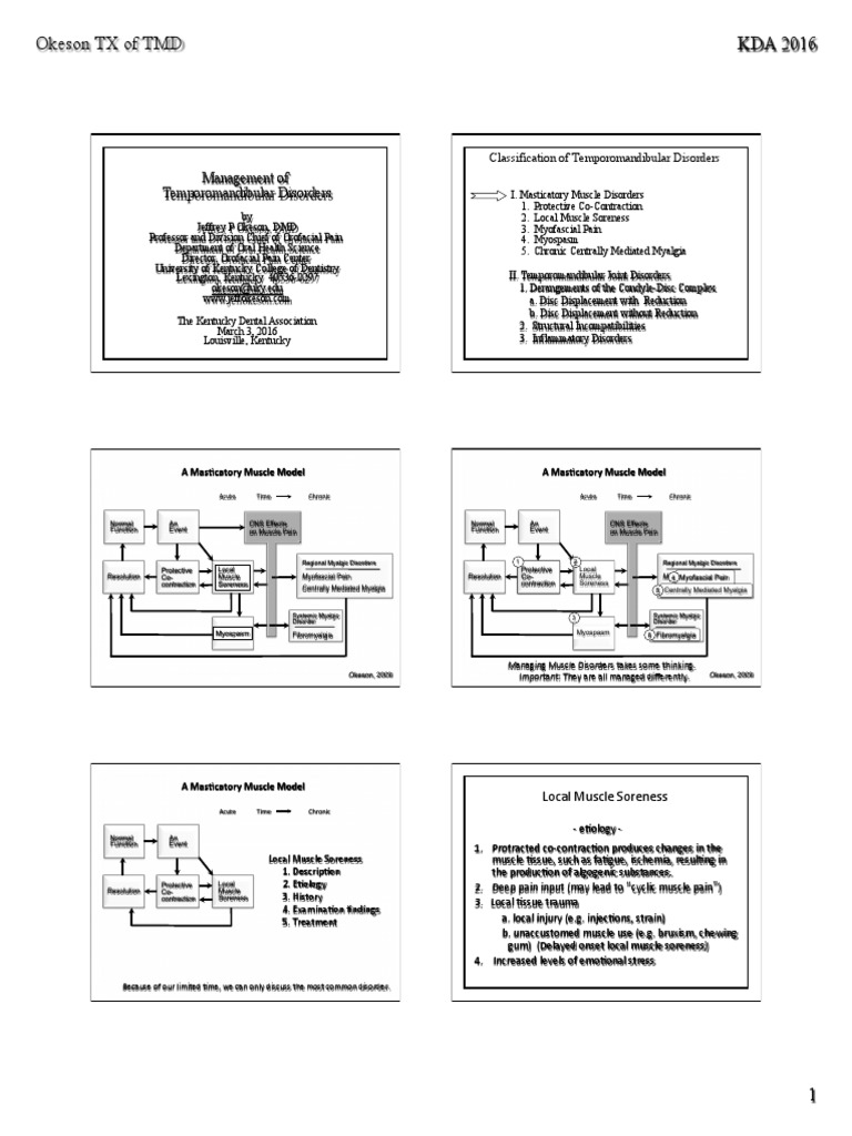 Course TA1 Jeffrey Okeson Management of TMD | PDF | Diseases And ...
