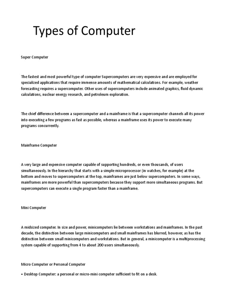 Document 1 COMPUTER TYPES | PDF