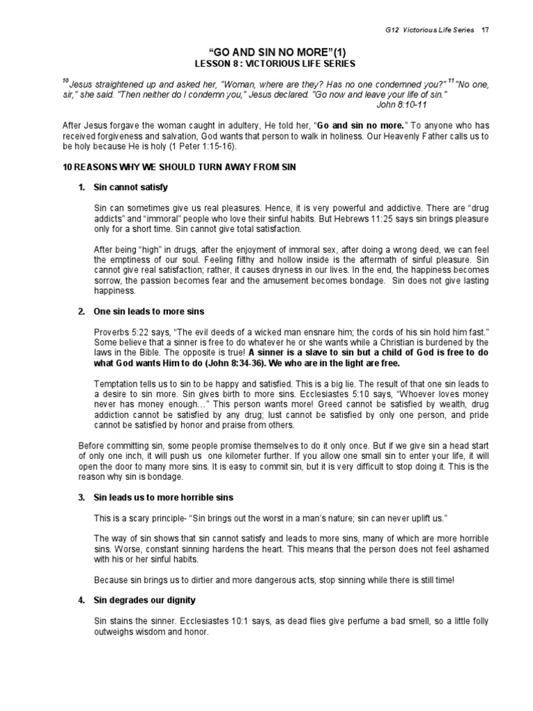 8 - Go and Sin No More | PDF | Sin | Book Of Proverbs