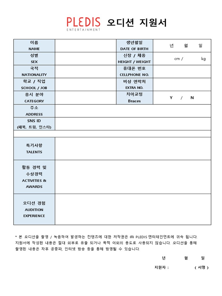 Audition Form Kor | PDF