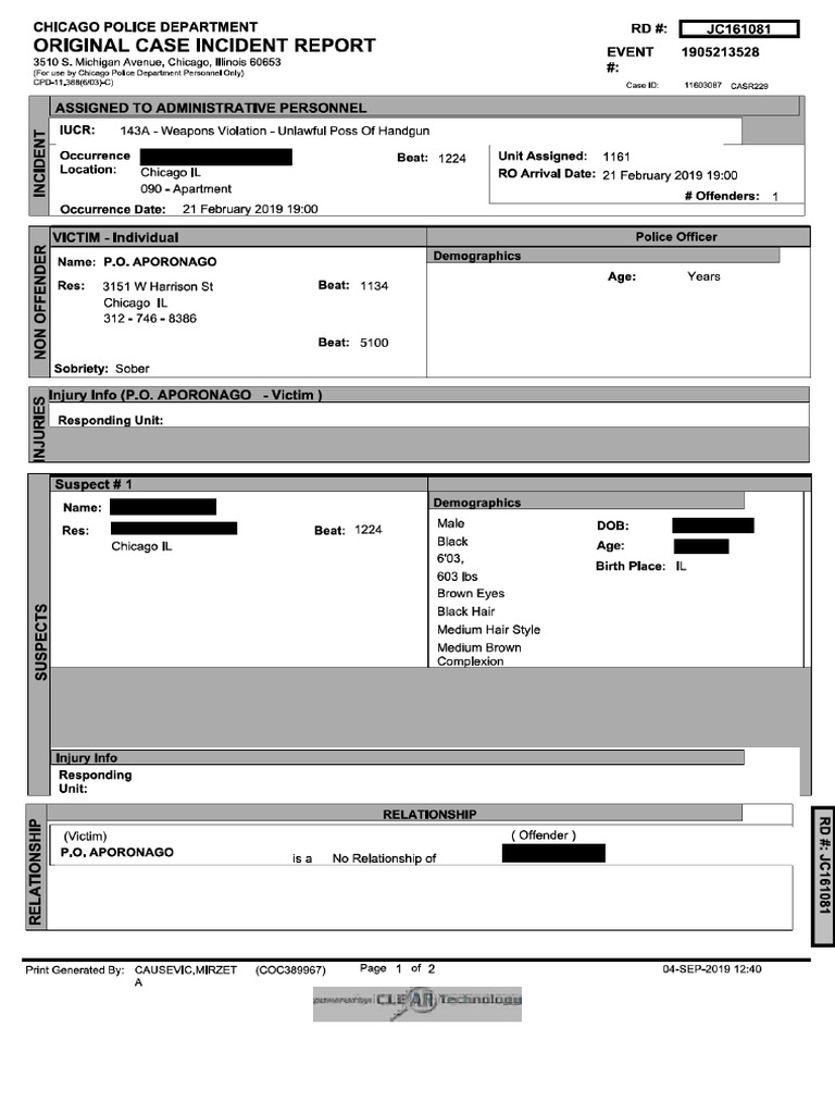 Anjenette Young Police Reports CPD Case Report | PDF