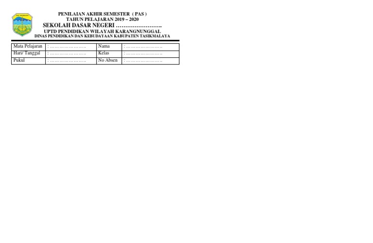 Kop Soal PAS 2019-2020 | PDF