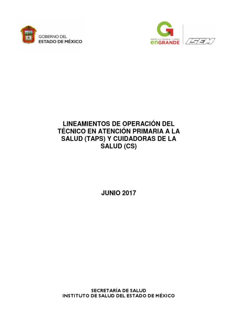 Lineamientos de Operación Del Tecnico en Atencion Primaria A La Salud ... Lineamientos de Operación Del Tecnico en Atencion Primaria A La Salud ...