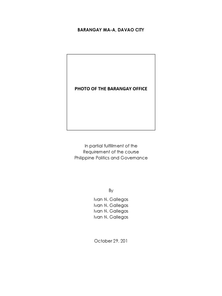 Photo of The Barangay Office: Barangay Ma-A, Davao City | PDF ...