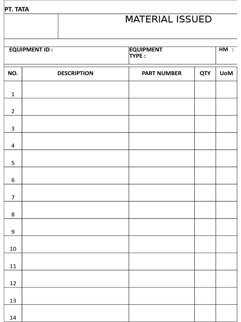 Equipment Issuance Record Template | PDF