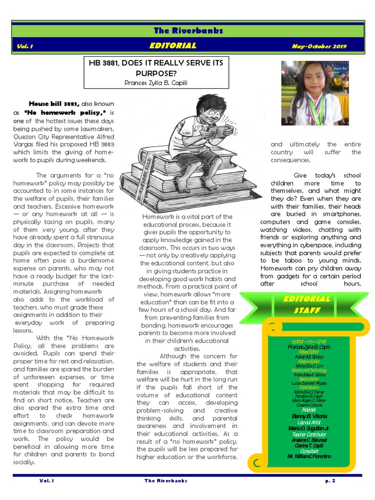 Alfred Vargas' No Homework Proposal | PDF | Homework | Behavior ...