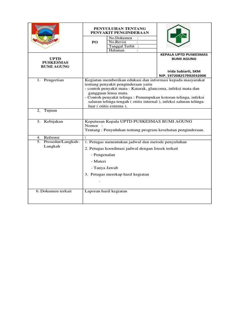 Penyuluhan Penyakit Penginderaan di Puskesmas | PDF