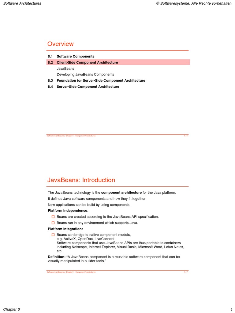 1.16 Software Architectures: Chapter 8 - Component Architectures | PDF ...