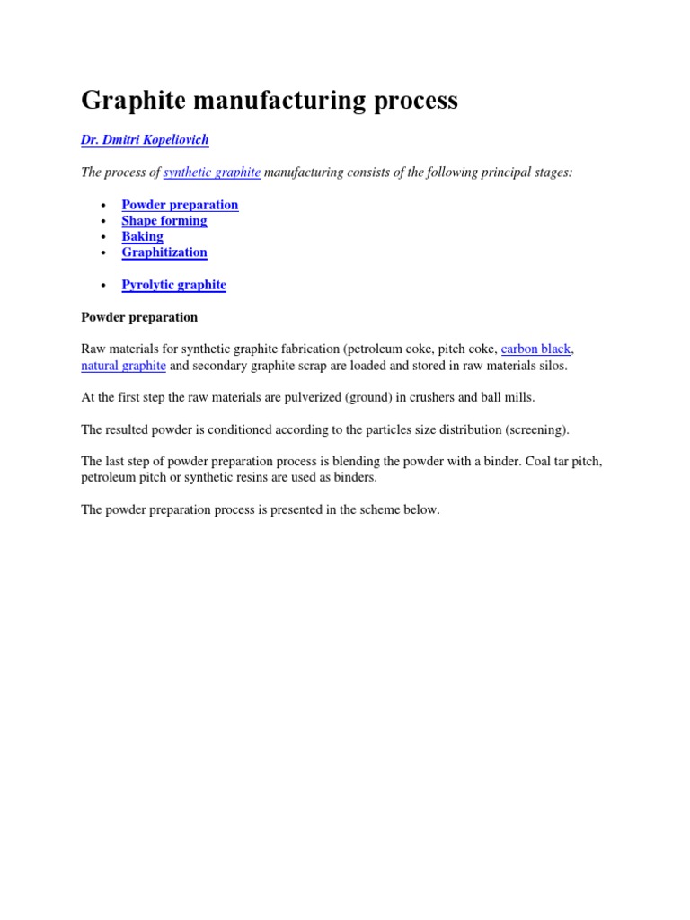Graphite Manufacturing Process | PDF | Graphite | Extrusion