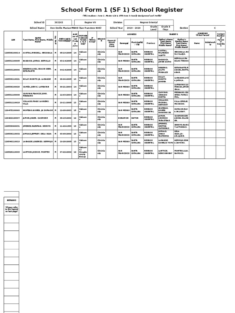 SF1 - 2019 - Grade 8 (Year II) - C | PDF