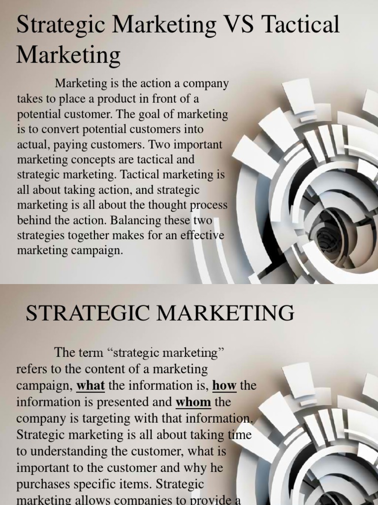 Chapter 4 - Strategic and Tactical Marketing | PDF | Marketing Strategy ...
