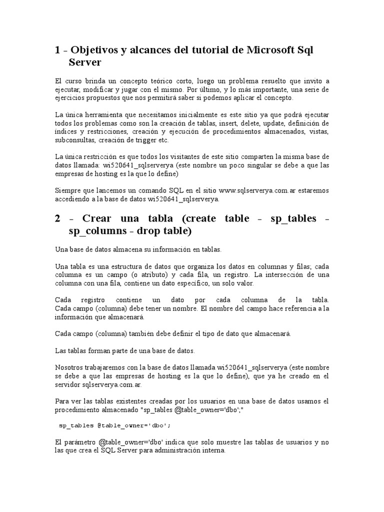 Curso SQL | PDF | SQL | Servidor SQL de Microsoft
