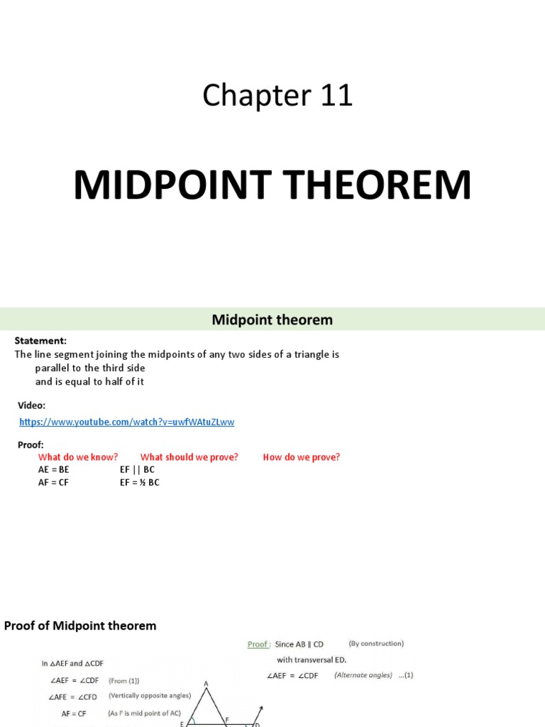 Chapter 11 Icse Midpoint Theorem | PDF | Geometric Shapes | Classical Geometry