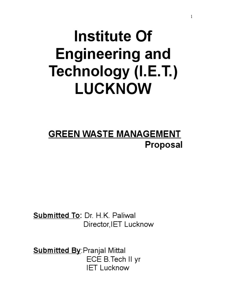 Proposal For Green Waste Management | PDF | Waste | Materials