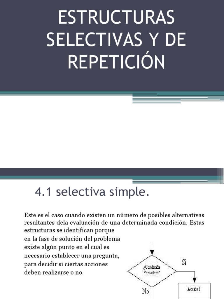 ESTRUCTURAS SELECTIVAS Y DE REPETICIÓN Presentacion | PDF | Lenguaje de ...