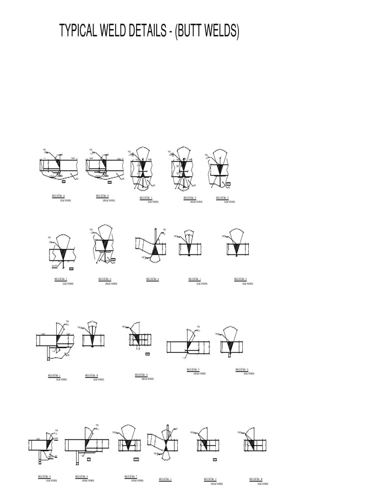 Typical Weld Details - (Butt Welds) : TF TF | PDF | Mechanical Engineering