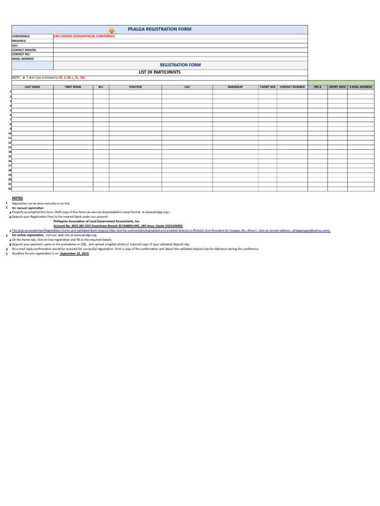 14th Visayas Geo Registration Form | PDF