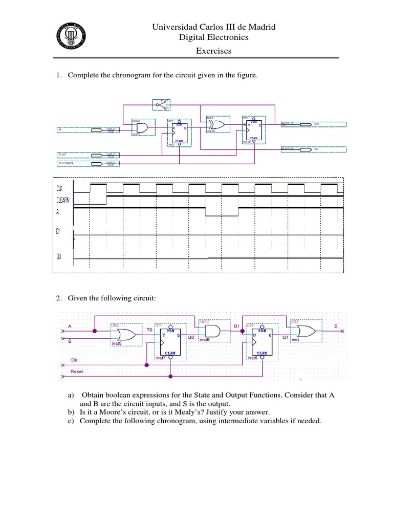 Universidad Carlos III de Madrid Digital Electronics Exercises | PDF | Digital Electronics ...