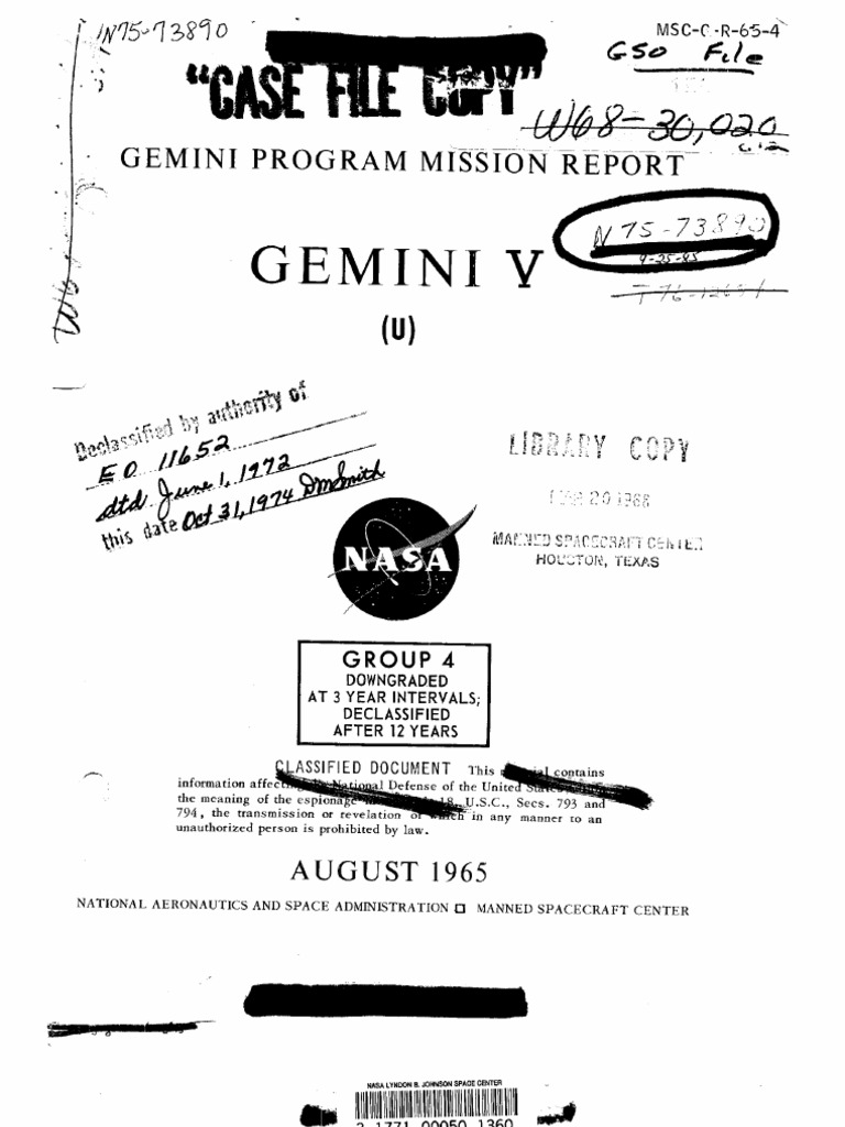 Gemini Program Mission Report, Gemini 5 | PDF | Project Gemini | Space ...