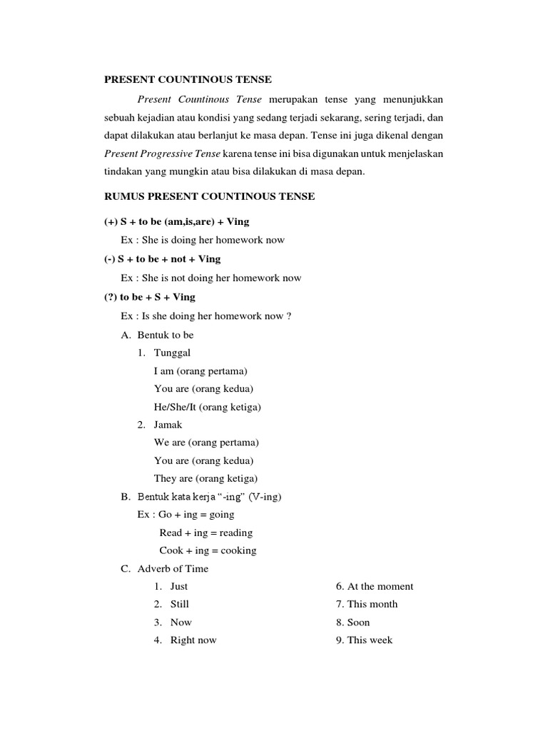 Present Countinous Tense | PDF