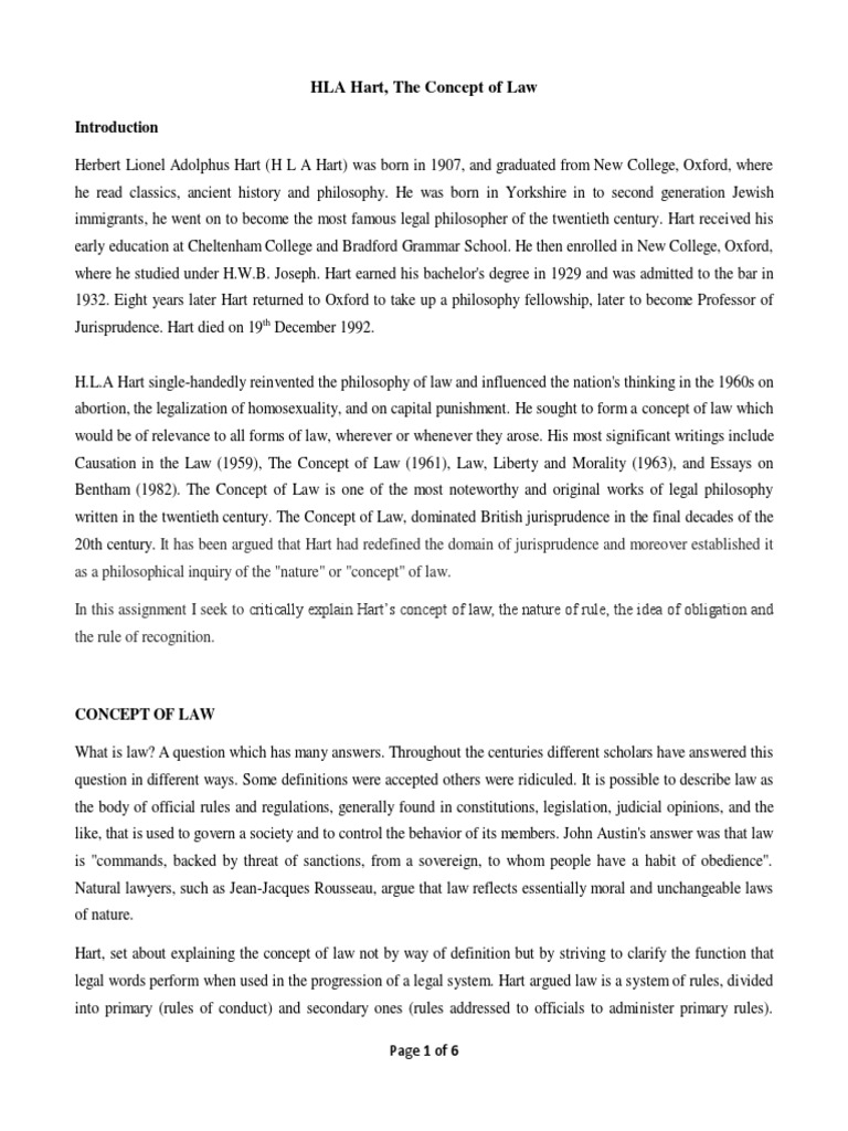 Hart's Concept of Law Explained | PDF | Jurisprudence | Government ...