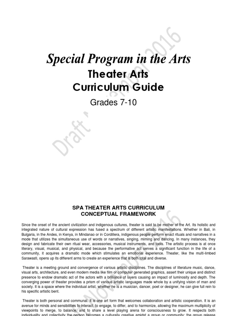 SPA Theater Arts Curriculum Guide | PDF | Theatre | Curriculum
