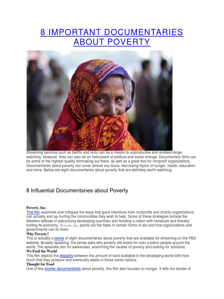 8 Important Documentaries About Poverty | PDF | Hunger | Poverty
