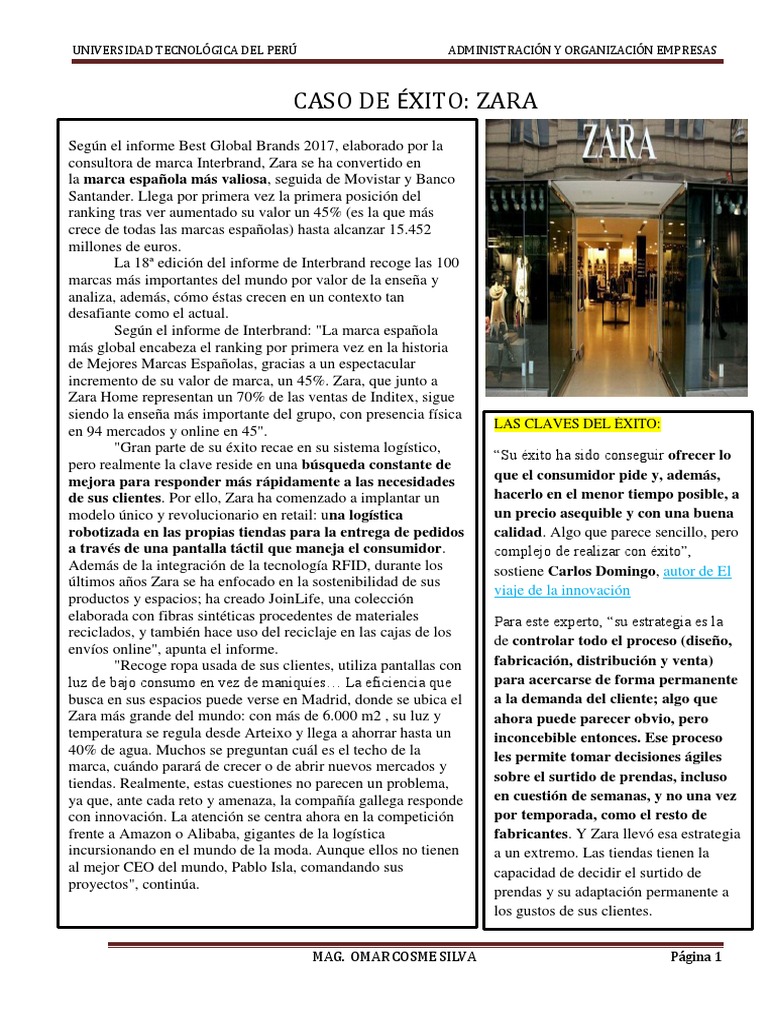 Semana 06 Caso Práctico Zara 2019-II | PDF | Moda | Ventas