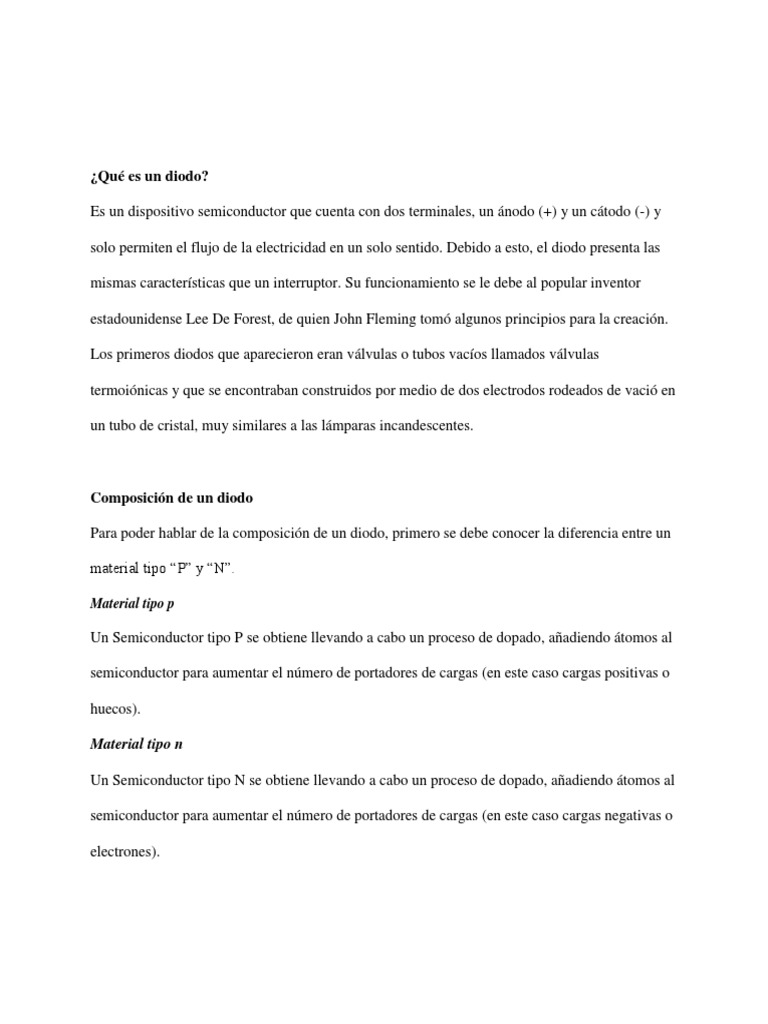 Componentes y tipos de diodos | PDF | Diodo | Tubo vacío