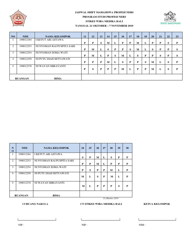Jadwal Nakula KLP 21 | PDF