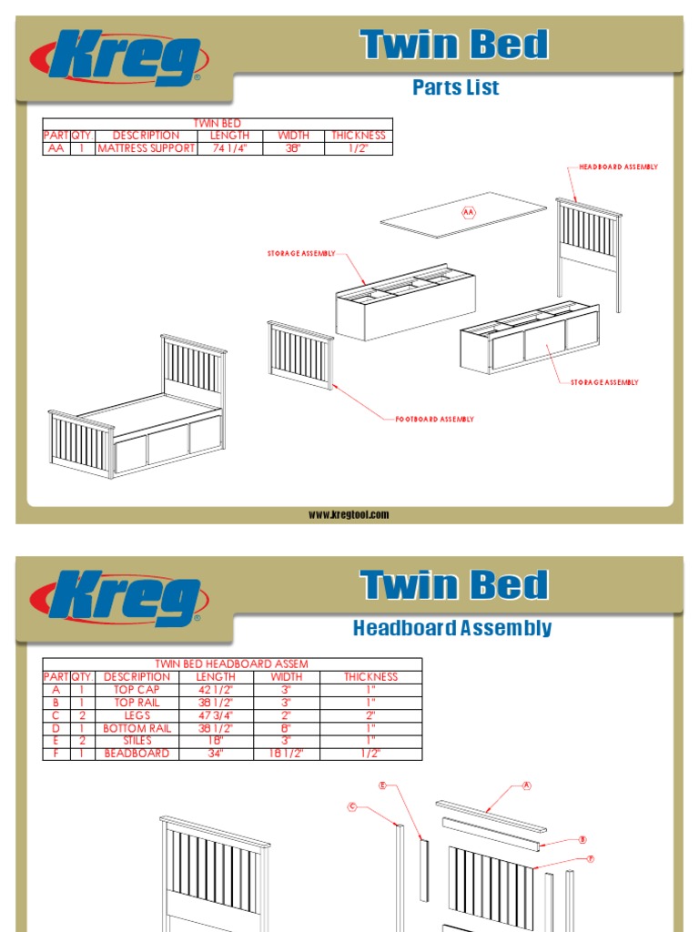Twin Bed Plans | PDF | Bed | Night