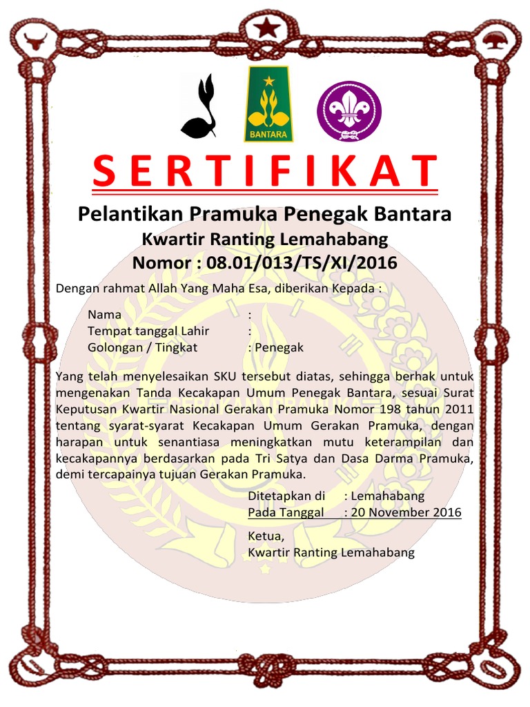 Sertifikat Pramuka | PDF
