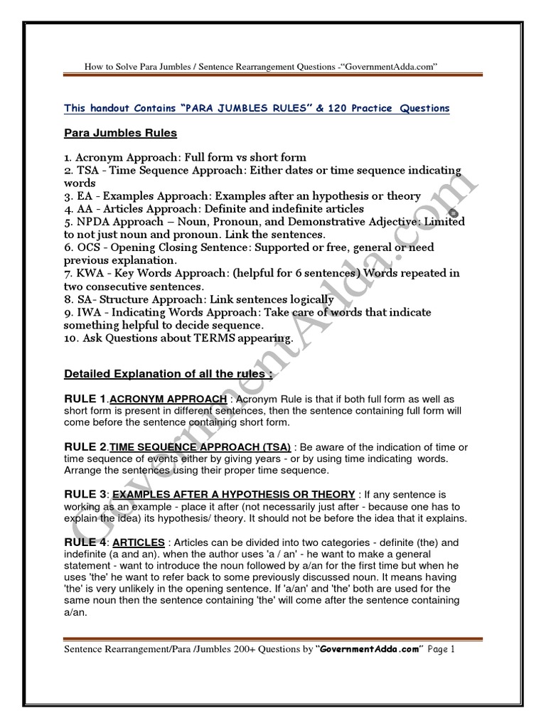 Para Jumbles: Rules and Tips Guide | PDF | Noun | Artificial Intelligence