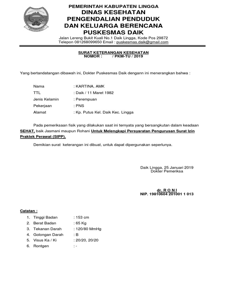 Surat Keterangan Kesehatan | PDF
