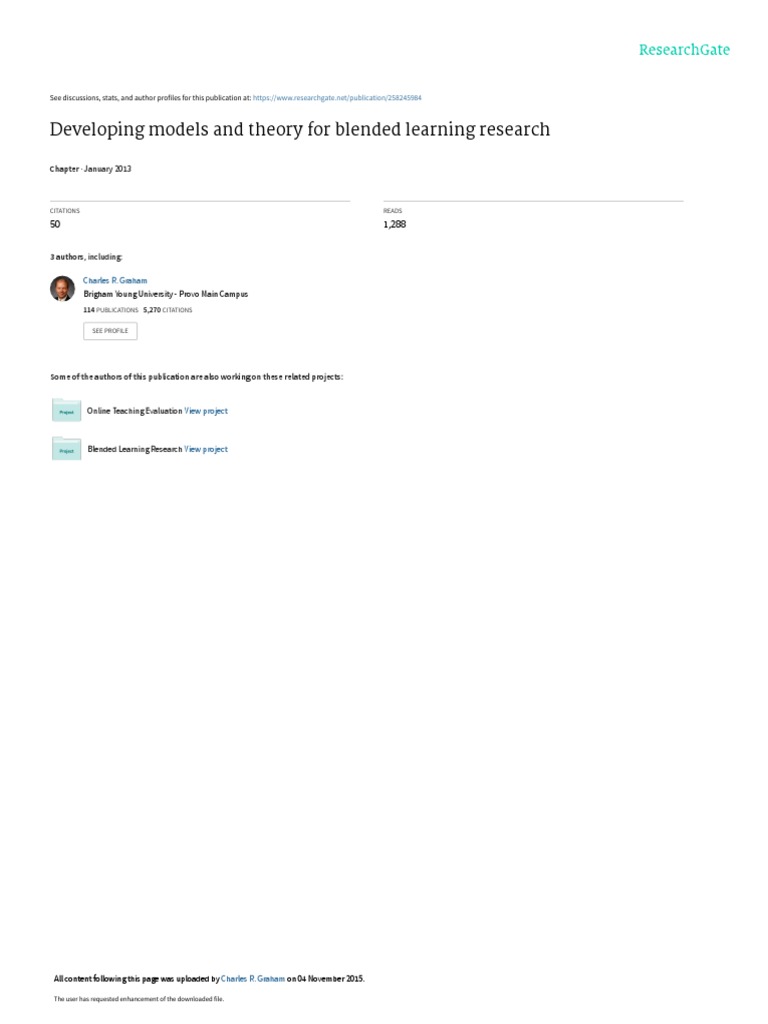 Toward a Theoretical Framework for Blended Learning: An Analysis of ...